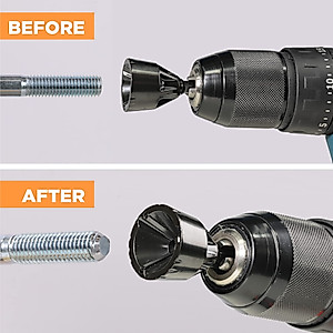 Jerax tools Tungsten Carbide Deburring Chamfer Tool Drill Bit 1/4" to 3/4", Remove Burr, Repair Tools for Damaged Metal Steel Screws, Bolts and Fasteners, Quick Release Hexagon Shank