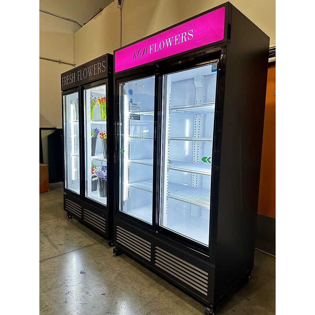 Commercial Flower Display Refrigerator Floral Fridge,Glass Door Flower Merchandiser Beverage Drink Cooler with LED Light Adjustable Shelves,ETL and NSF Approval,42.5Cu Ft,47.2" Wide,Hinge