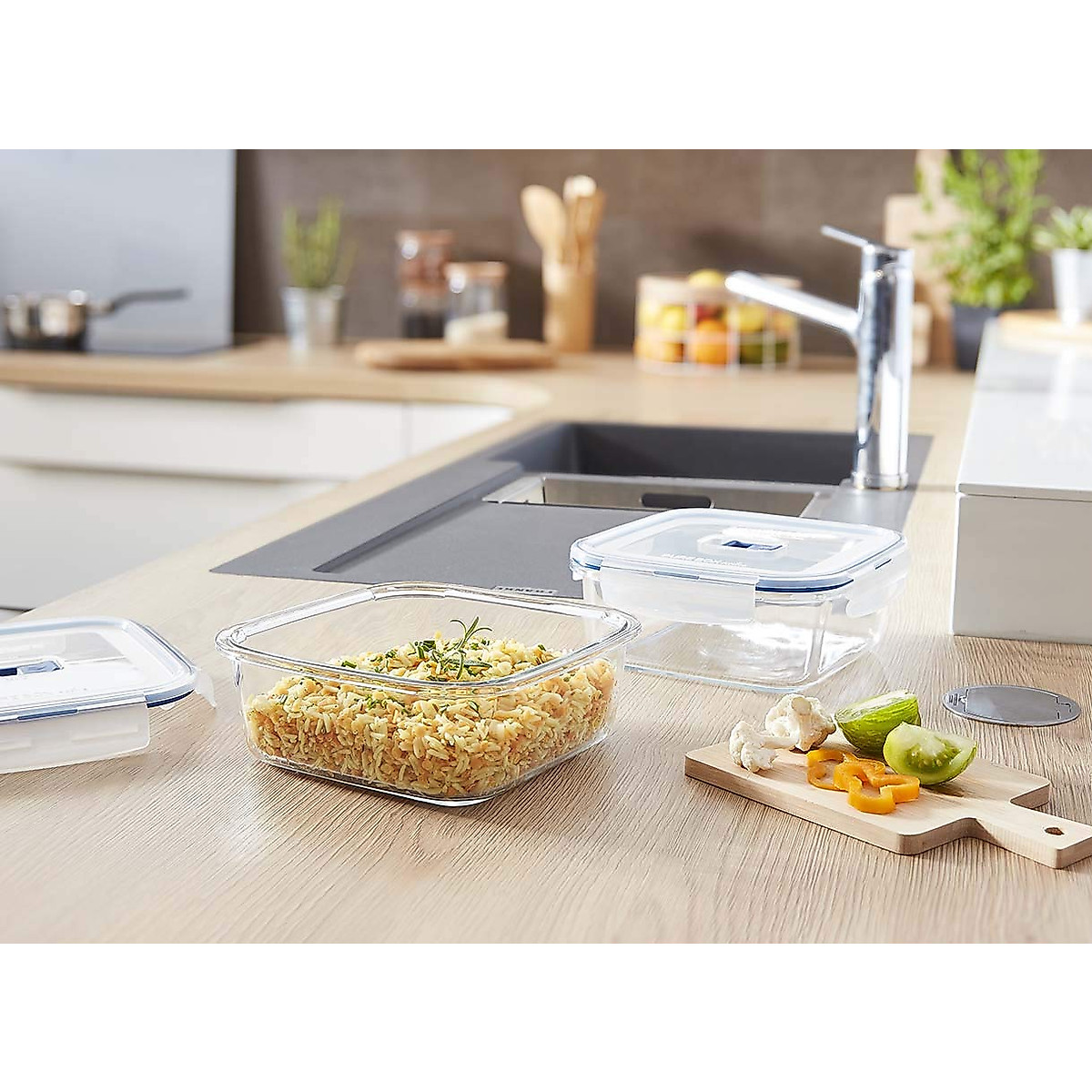 Luminarc Pure Box Active Food Rectangle 5.1 Cup, Storage Container Set, 6 Piece, Clear