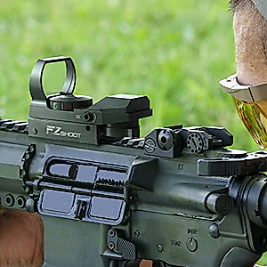 EZshoot Red Green Dot Gun Sight Scope Reflex Sight, 4 Adjustable Reticles Holographic Optic Black with 20mm Rail Mount