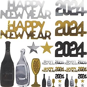 VILLCASE 3 Bags 2024 New Year Confetti Shinny 2024 New Years Eve Party Supplies Happy New Year Confetti Star Sprinkles Table Decorations for Holiday Decorations