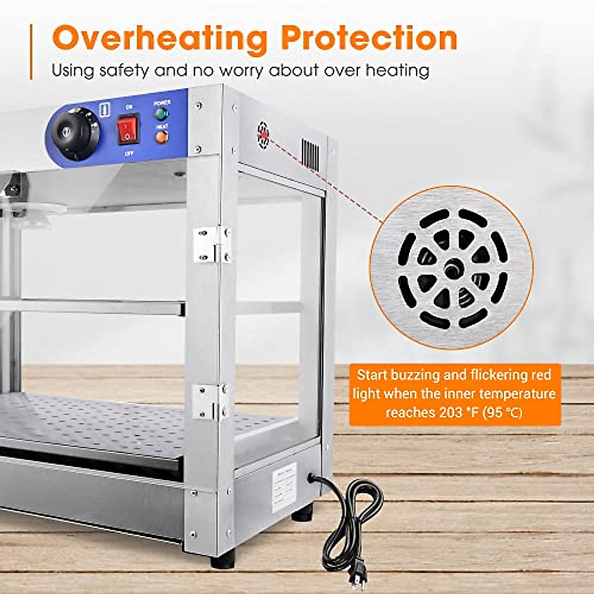 WeChef Commercial Food Warmer 2-Tier 110V Countertop Food Pizza Warmer 750W 24x15x20 Pastry Display Case