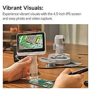 BEAVERLAB Digital Microscope with 4.3'' 1080P IPS Screen [Eco-Friendly Optical Staining] 1600x Magnification for Classroom Education, Macro Photography, Coin Collection, Learning and Explore