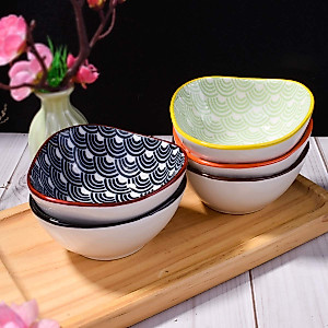 BOSILI Ceramic Soy Sauce Dishes set of 5, Japanese Soy Dishes Dipping Bowls Sauce Cups for Dumpling Sushi