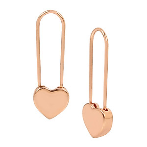 Betsey Johnson Rose Gold Heart Safety Pin Earrings