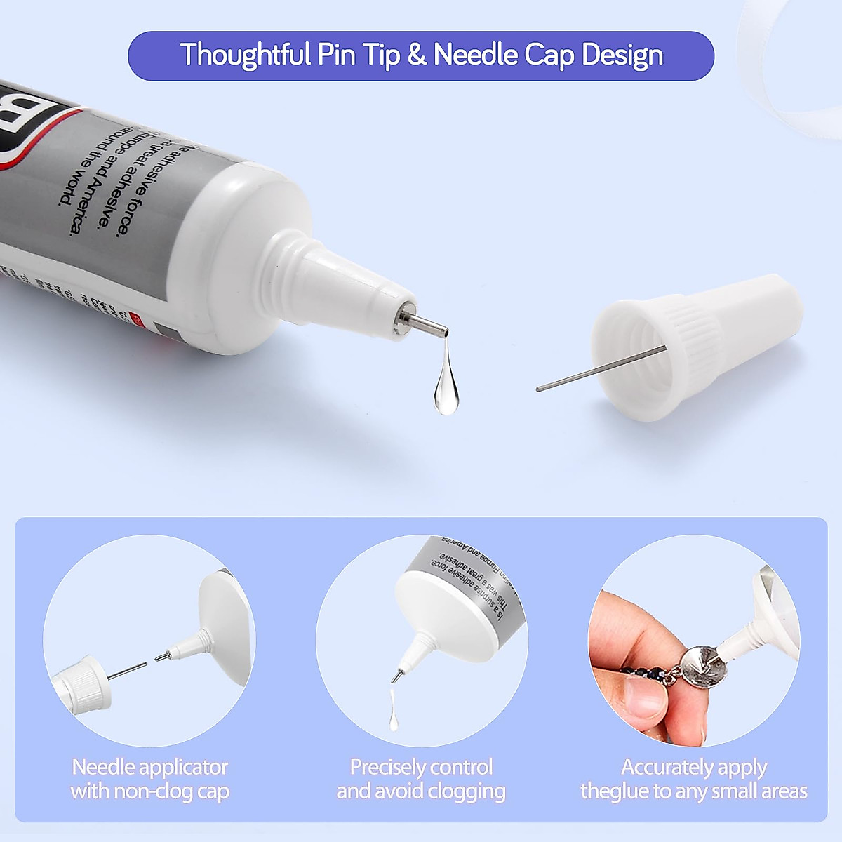 3PCS B7000 Jewelry Glue for Jewelry Making, FITTDYHE 15ML/0.5fl oz Clear Glue DIY Craft Glue Rhinestones Glue, Waterproof Stong Bond Adhesive Glue for Phone Repair Nail Art Shoes Fabric Metal Glass