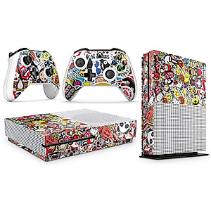 GNG Stickerbomb Skin Decal Sticker Compatible with Xbox One S Console + 2 Controller Skins