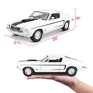 Maisto 1968 Ford Mustang GT Cobra Jet Hard Top 1/18 Scale Diecast Model Vehicle Blue