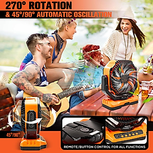 Saker Rechargeable Camping Fan-40000mAh Battery Powered Tent Fans with LED Lantern,Hanging Hook,Auto-Oscillating,Quiet Portable Ceiling Table Fan for Car Travel RV Camp Hurricane Emergency