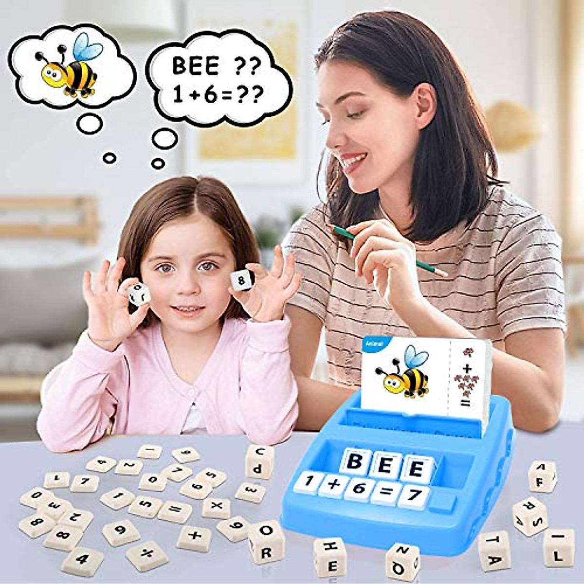 Pup Go Match Letter Game, Spelling Word Games, Educational Early Learning Toys for Age 3 4 5 6 7 8 Year Old Kids, Preschool Toys Board Game Gifts for Boys Girls (Light Blue)