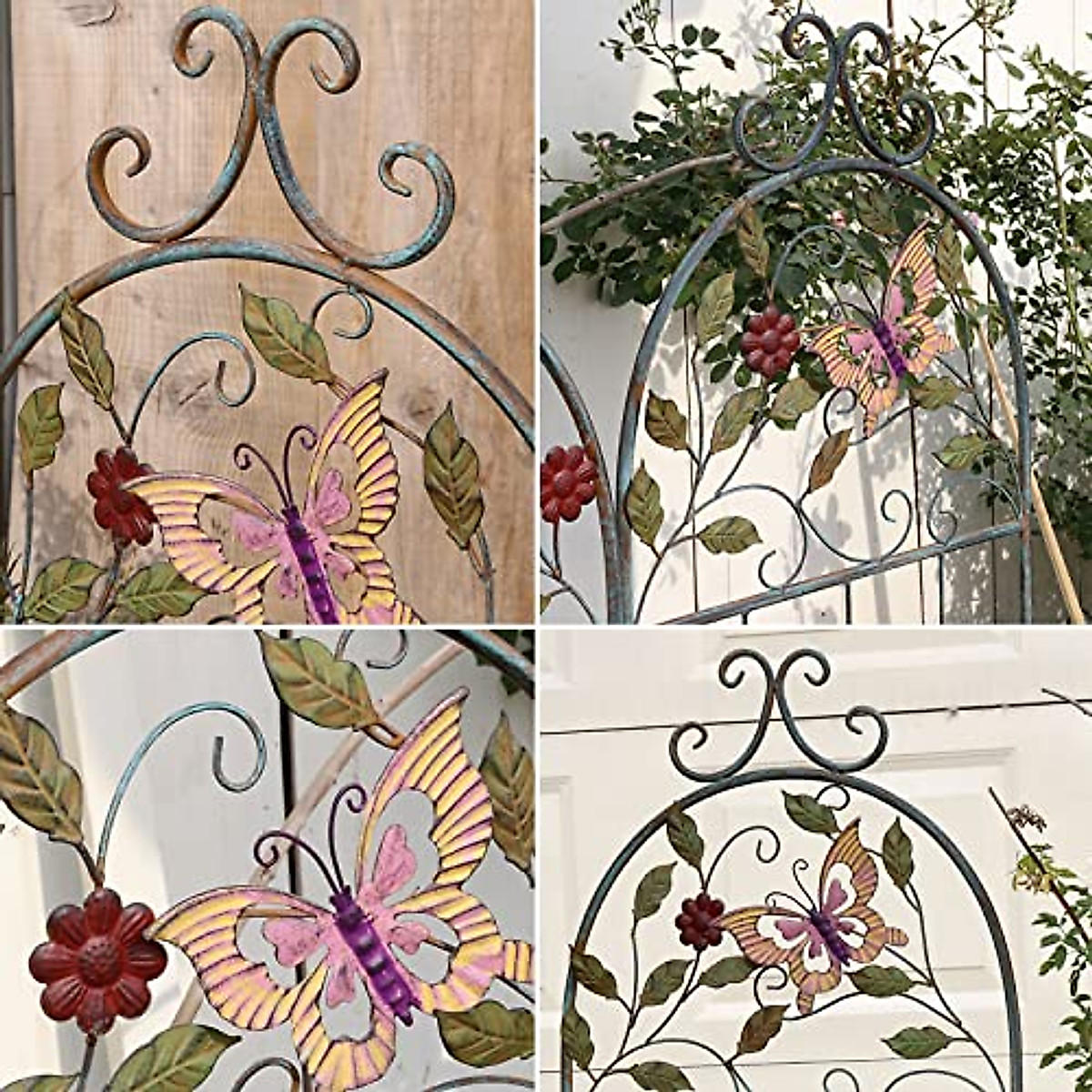 HZSCL Beautiful Retro Style Metal Fence Trellis, Garden Trellises for Climbing Plants, 53 Inch Tall, Gardening Vines Plant Support for Flower Rose Climbing