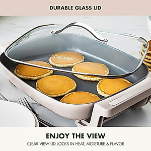 GreenPan Advanced 12” X 15” Electric Skillet with Lid, 7QT Capacity for Family Meals, Healthy Ceramic Nonstick PFAS-Free Coating, Fry, Sauté, Steam, Simmer, Sear, Stir Fry, Dishwasher Safe, Clay