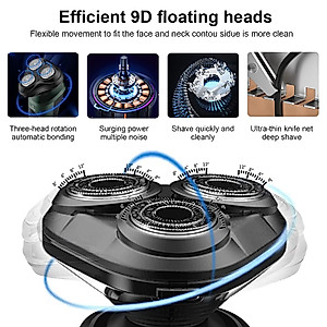 Mens Electric Shaver Washable Razor Multifunctional Beard Trimmer Rotary Shaver Cordless Sideburn Trimmer Nose Trimmer Wet Dry Shaver Waterproof USB Rechargeable 3 in 1(3 in 1)