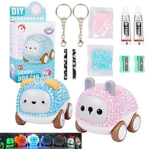 SUNKIM Easter Gifts for Kids,2pcs DIY Painting Keychains Kits with Light for Decoration Easter Arts and Crafts for Kids Ages 8-12