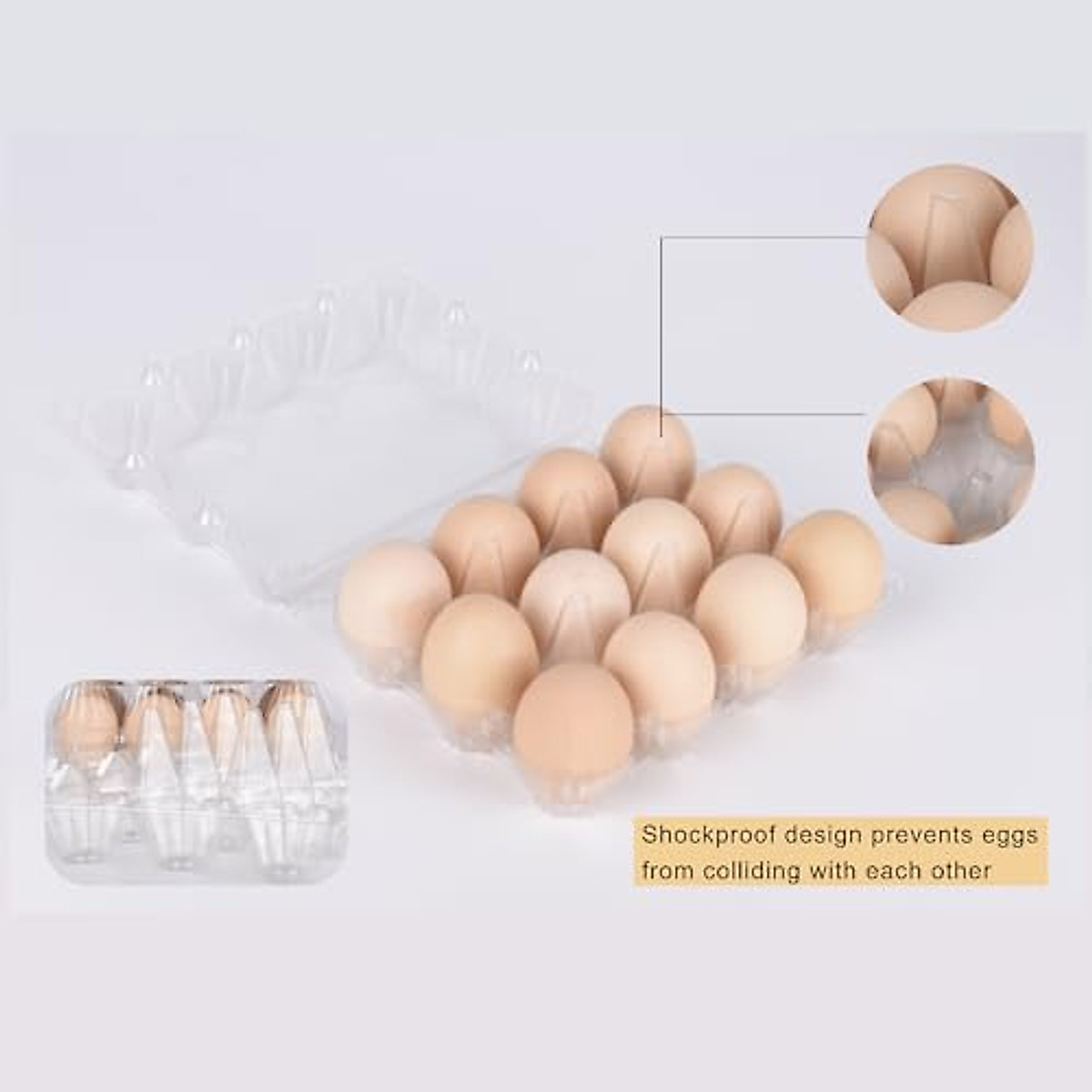 Gorander Clear Plastic Egg Cartons 60 Packs,Egg Tray Safely Holds 12 Egg，With Labels,Perfect For Refrigerator Chicken Farm Markets- Medium sized