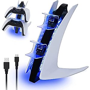 NexiGo PS5 DualSense Controller Charger Special Edition, Wireless Controller Charging Station with Dual USB C Ports, Dual USB Fast Charging Dock for Sony Playstation 5 Dualsense Controller