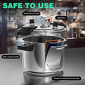 Wantjoin Pressure Cooker, Commercial Aluminum canner Pressure Cooker, Silver,16 Quart (15L)