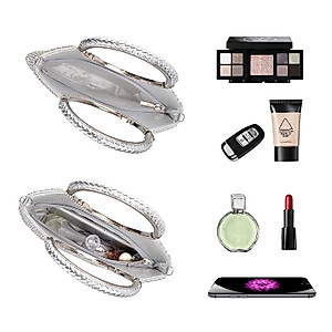 KISSCHIC Women's Handbag Crystal Rhinestone Evening Clutch Bags Party Wedding Clutch Purses (Silver)