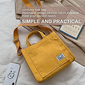 Corduroy Tote Bag for Women, Small Satchel Shoulder Crossbody Bag Fashion Tote Handbag Hobo Bag for Work School Travel