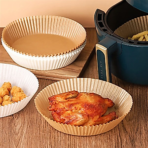 Air Fryer Disposable Paper Liner, Oil-Proof Water-Proof Non-Stick Food Grade Parchment Paper for Air Fryer … (100PCS, Brown)