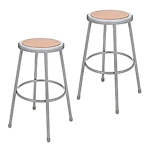 OEF Furnishings (2 Pack) Steel Stools, Grey, 30" High, No Assembly Required