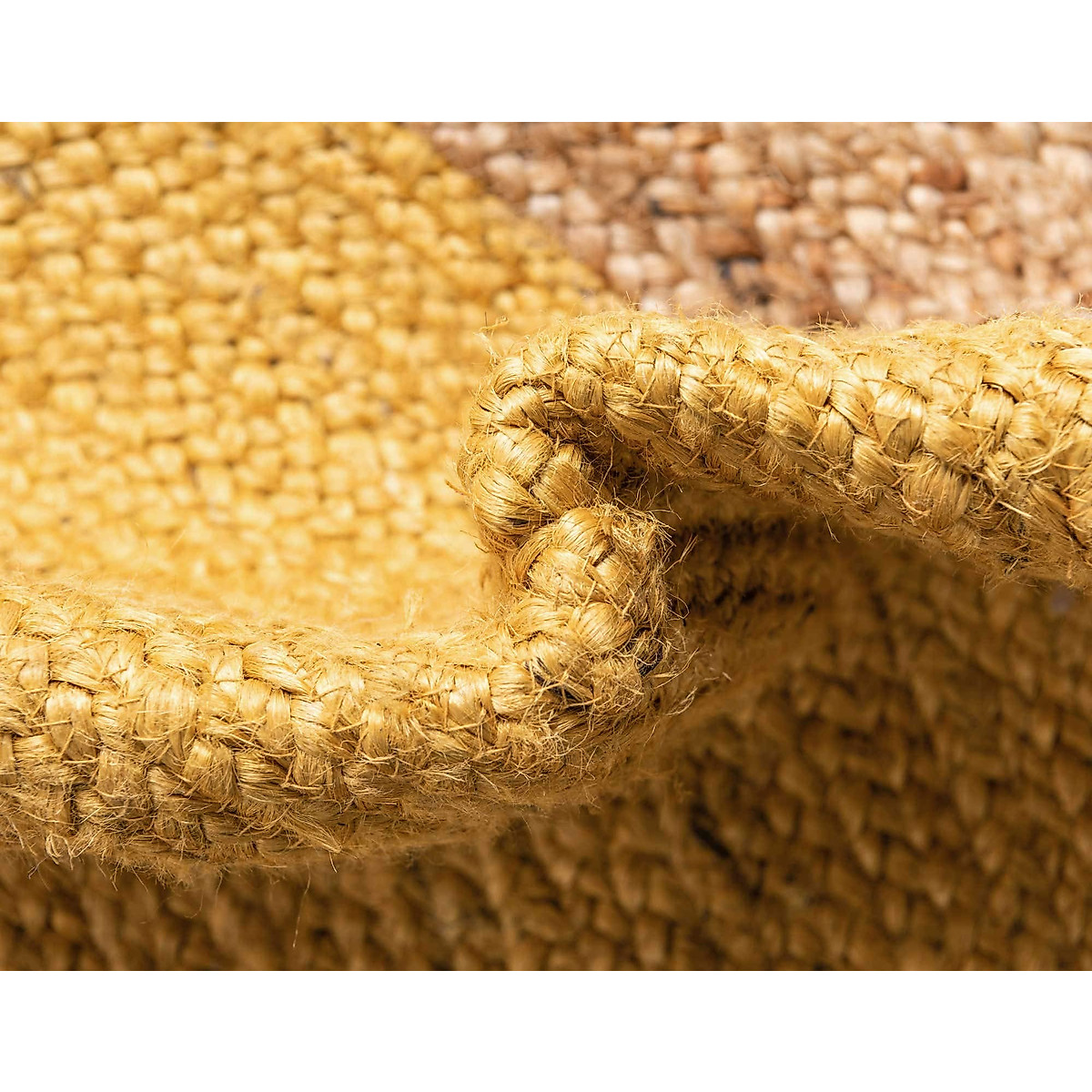 Unique Loom Braided Jute Collection Classic Quality Made Natural Hand Woven with Solid Color Detail, Area Rug, Rectangular 4' 0" x 6' 0"