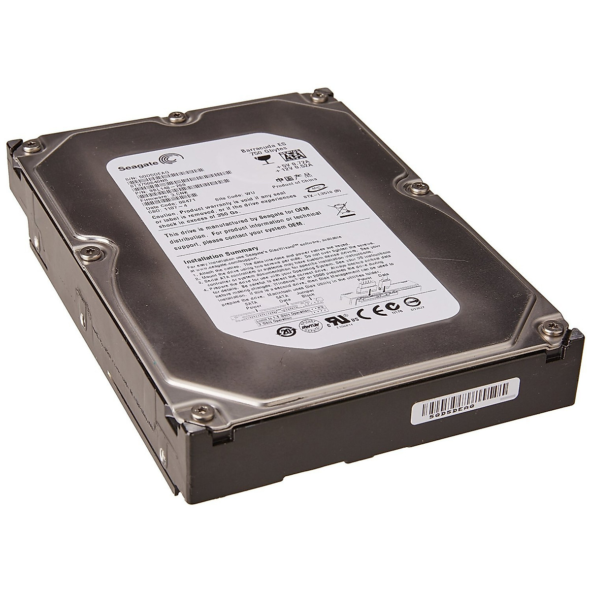 Seagate Barracuda ES - Hard Drive - 750GB - Internal - 3.5IN - Sata 3GB/S - 7200