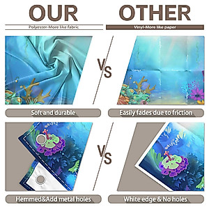 ZTHMOE 7x5ft Fabric Summer Under The Sea Photography Backdrop Little Mermaid Princess Girl Background Birthday Party Ocean Baby Shower Decorations Photo Banner Props