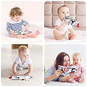 Vicloon Soft Cloth Baby Books, Baby Books 0-6 Months, 3D Black and White High Contrast Soft Cloth Book, Washable Non-Toxic Early Baby Book