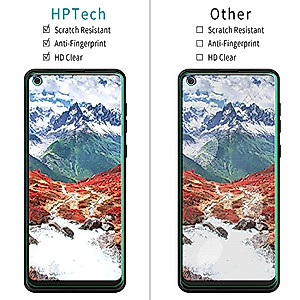 HPTech (2 Pack) Designed For Samsung Galaxy A21 Tempered Glass Screen Protector, Easy to Install, Anti Scratch, Bubble Free, Case Friendly