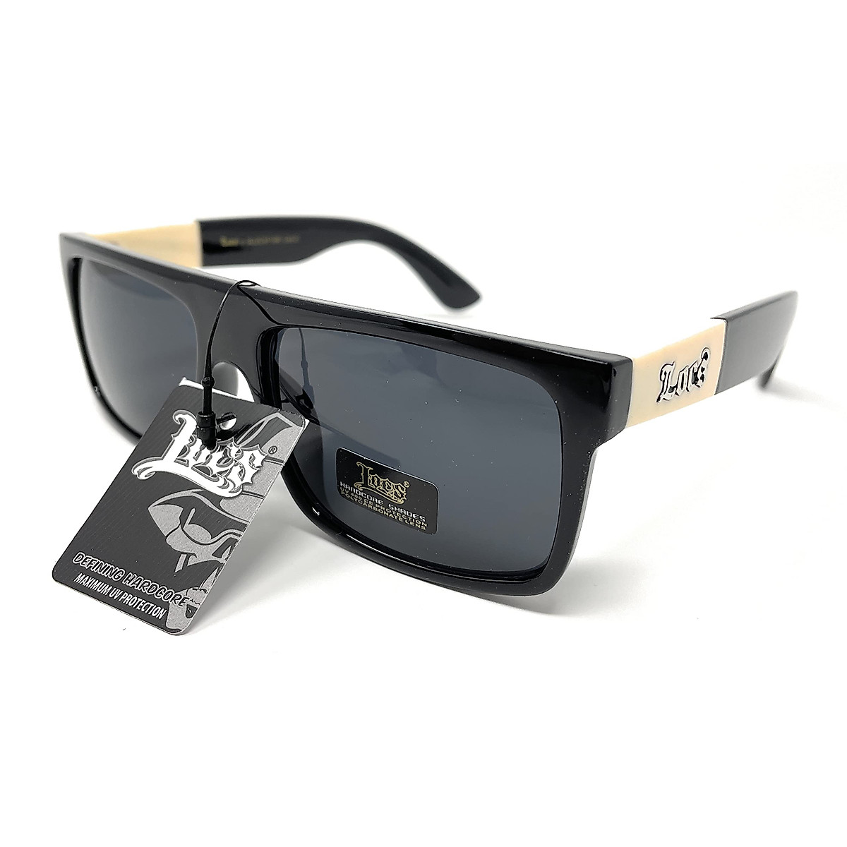 Locs 91156 Black Sunglasses | Authentic Gangster Squared Flat Top Ivory Arms Shades