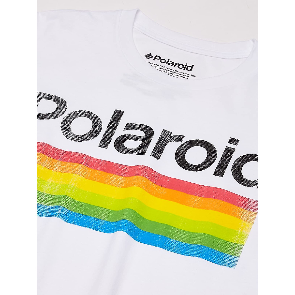 Polaroid Men's Logo Vintage Style Rainbow T-Shirt, White, S