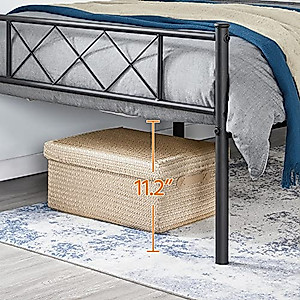 Yaheetech Twin XL Metal Platform Bed Frame Mattress Foundation with Headboard and Footboard No Box Spring Needed Under Bed Storage Steel Slats Black