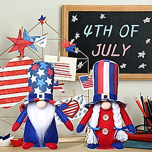ZTML 4th of July Patriotic Gnome Set, 2 Handmade USA Swedish Tomte Plush - Table Ornaments for Memorial & Independence Day