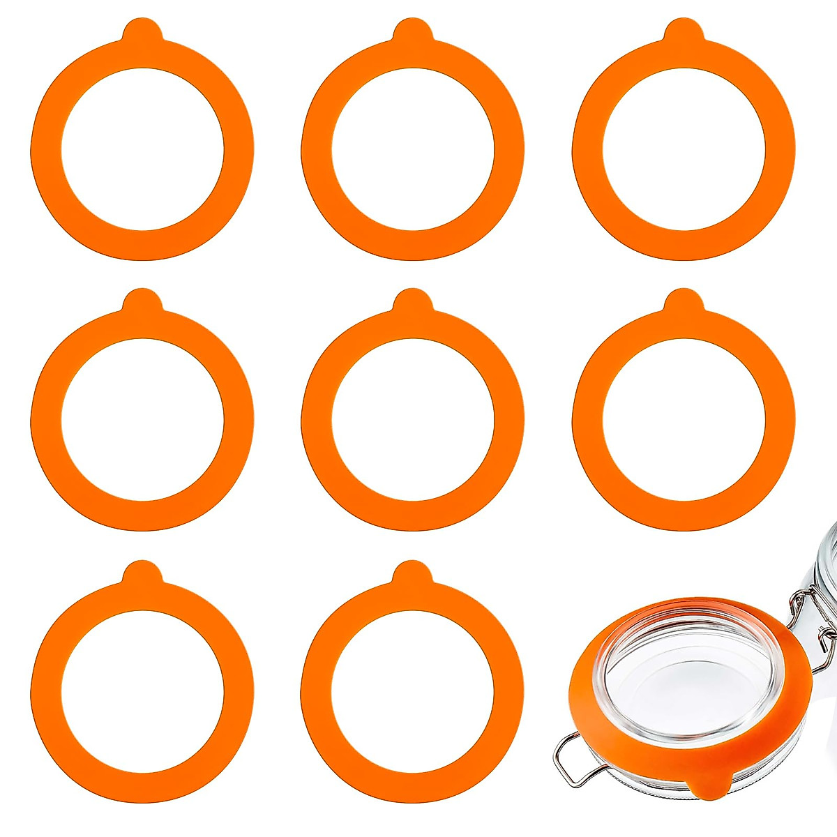 8 Pieces 3.8" Silicone Gasket Canning Rings, Rubber Seals for Glass Jars, Silicone Sealing Rings, Leak Proof Jar Seal Accessories, Suitable for Mason Jars Jar Lids