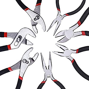 FASTPRO 7-piece Utility Pliers Set, Includes Slip Joint Pliers, Long Nose Pliers, Diagonal Pliers, Groove Joint Pliers, Linesman Pliers and Mini Long Nose Pliers, Dipped Handle
