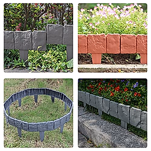 Garden Border Edging,16ft Plastic Flower Bed Edging for Edging DIY Decorative Flower Grass Bed Border,20pcs(Grey)