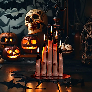 5 PCS Halloween Candles, Witch Finger Candles for Halloween Decorations Indoor, Devil Candles with Black Nails for Halloween Gothic Decor