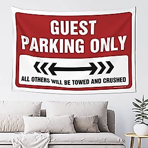 Man Cave Rules Guest Parking Only Tapestry Space Decor Vintage Decor (Size : 75X100CM)