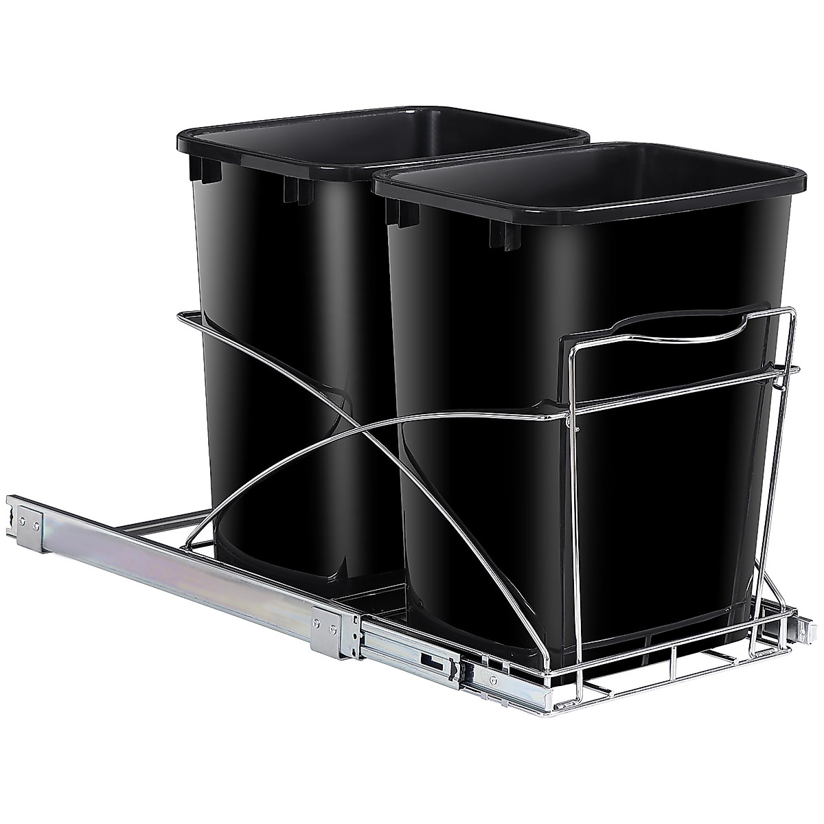 Epetlover 35 Quart Sliding Pull Out Trash Can Double Waste Container Recycling Bins Under Cabinet for Kitchen, Black