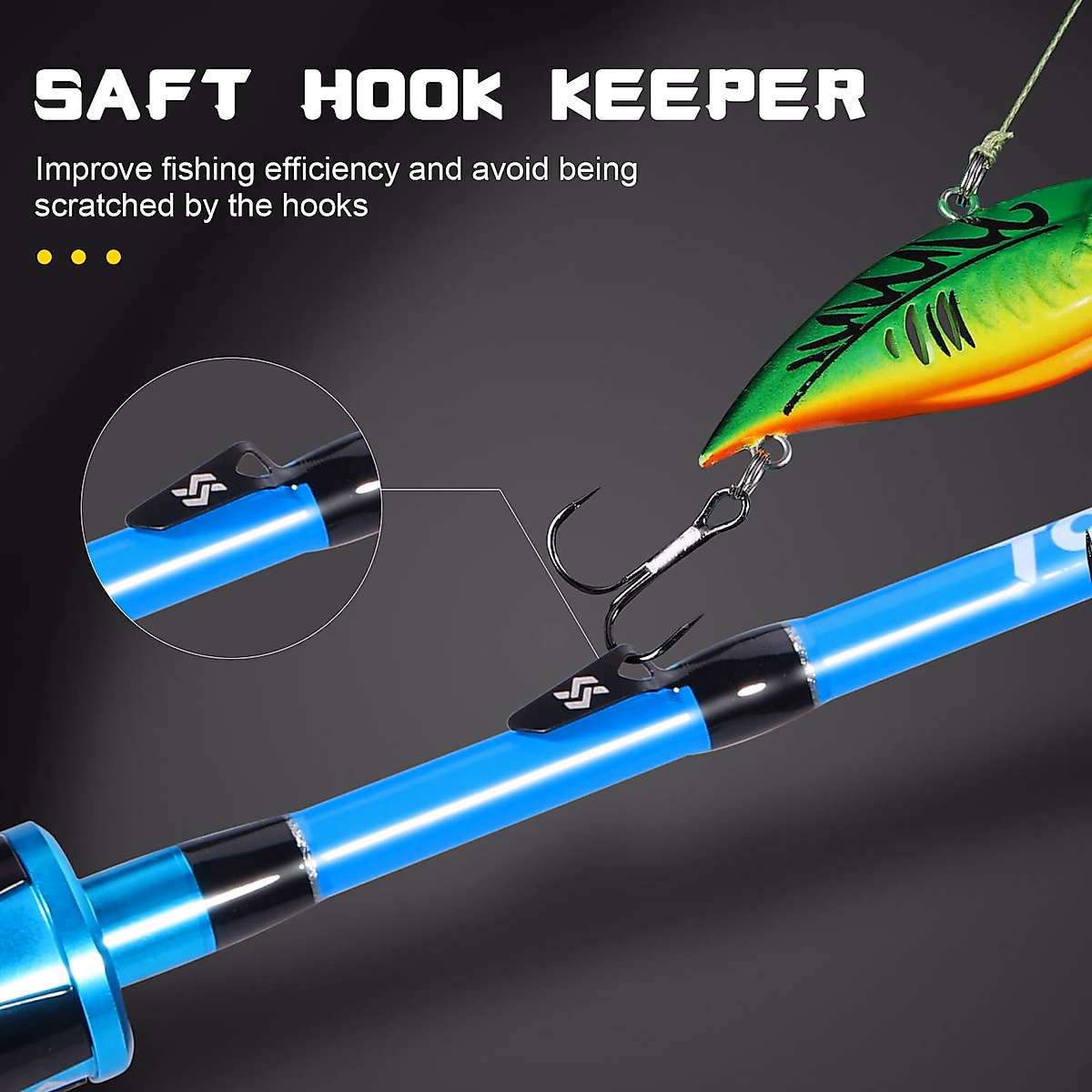 Sougayilang Fishing Pole, 2PC Spinning Rod with EVA and Cork Handle Grip, Baitcasting Rod for Freshwater Fishing Rod-Blue-5.9ft-Spinning