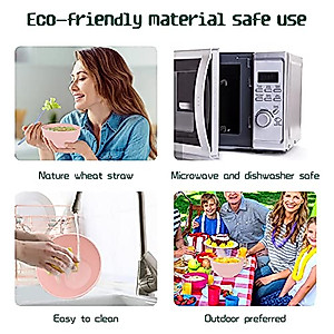 Lnrkai 5 PCS Cereal Bowls Pasta Bowls, 24 OZ Unbreakable Wheat Straw Bowls Lightweight Durable Snack Bowls Dishwasher & Microwave Safe Bowls for Adult, Rice, Soup (Pink)