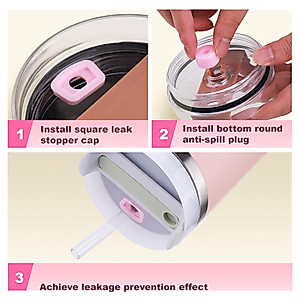 Mity rain 6PCS Cup Accessories Set for Stanley Cup 30oz 40oz, Tumbler Initials Decorations for Stanley, Including Silicone Straw Cover Cap and Boot, Spill Proof Stopper, Handle Charm, Sticker,Letter K