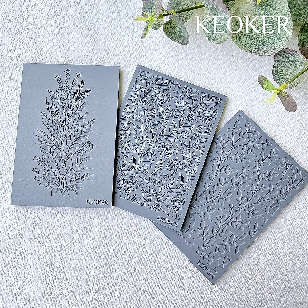 Keoker Polymer Clay Texture Sheets, Clay Texture Mat for Making Earrings Jewerly, Polymer Clay Texture Roller (No. 7 Floral)