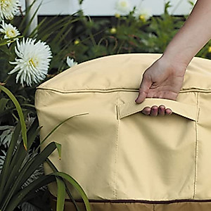 Classic Accessories Veranda Water-Resistant 26 Inch Rectangular Patio Ottoman/Side Table Cover, Pebble/Bark/Earth