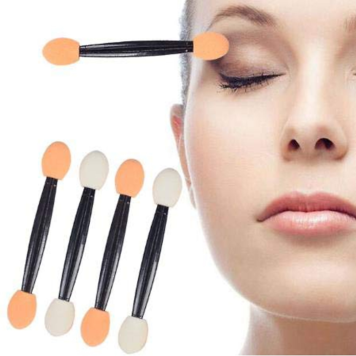 Luxxii (20 Pack) Eyeshadow Applicator Brush Sponge Tipped Makeup Tool Dual Sides Eyeshadow Applicator Brush Comestic for Lady Women Beauty