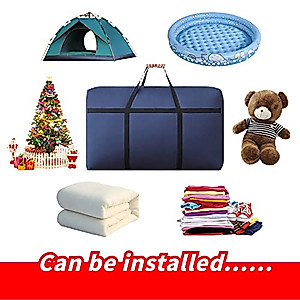 Extra Large Storage Bag for Moving Heavy Duty,Blue Bags for Moving,Packing Bags for Moving,Bags with Zipper Extra Large Heavy Duty,Large Moving Bag，Blue/Black (XX-Large 10+28+40+48GAL)