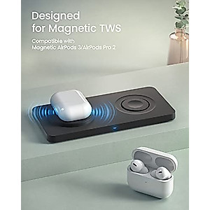 Magnetic Wireless Charging Pad, GEEKERA 2 in 1 Magnetic Wireless Charger for Apple, Compatible with iPhone 14/13/12 Series, Apple Watch Ultra/8/7/6/SE/5/4/3, AirPods 3/Pro 2 (ONLY for Apple Products)