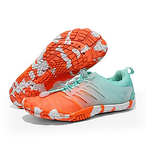 NORTIV 8 Athletic Hiking Water Shoes for Women Qucik Dry Barefoot Walking Kayaking Surfing Training Beach Shoes Size 7 Orange/Blue SNWS231W