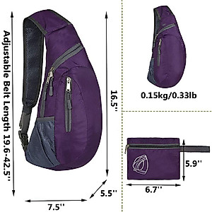 WTSHOPME Sling Bag Crossbody Shoulder Backpack Chest Daypack Small Foldable Rope Triangle Rucksack for Hiking Travel Cycling (Orange)